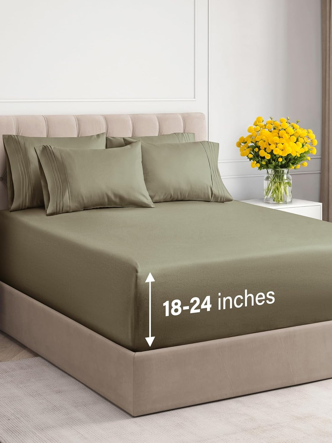 Extra Deep Queen Sheet Set - 6 Piece Breathable & Cooling Sheets ...