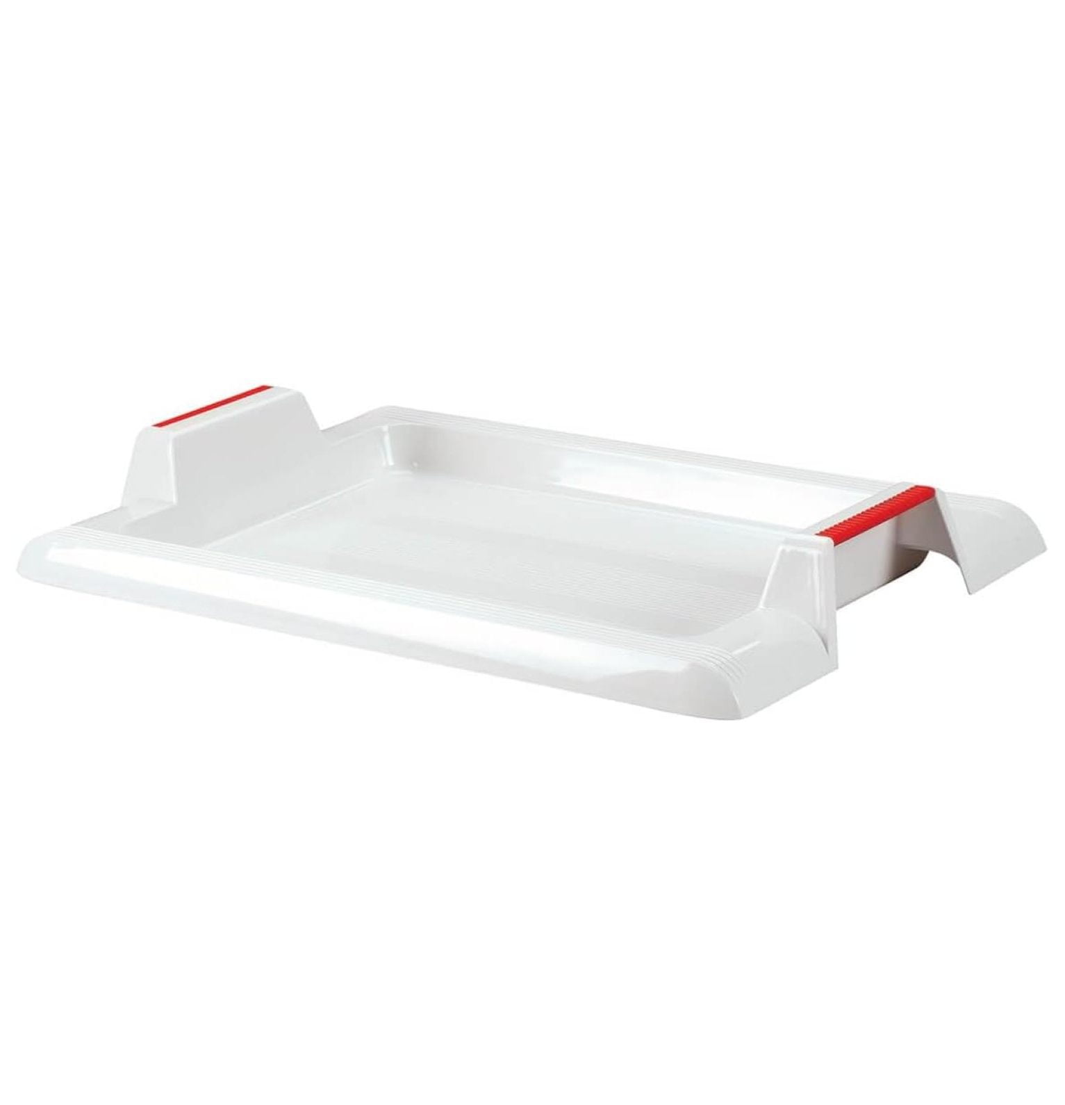 Extra Deep Rectangle Serving Tray with Handles, White, Plastic – 18” x ...