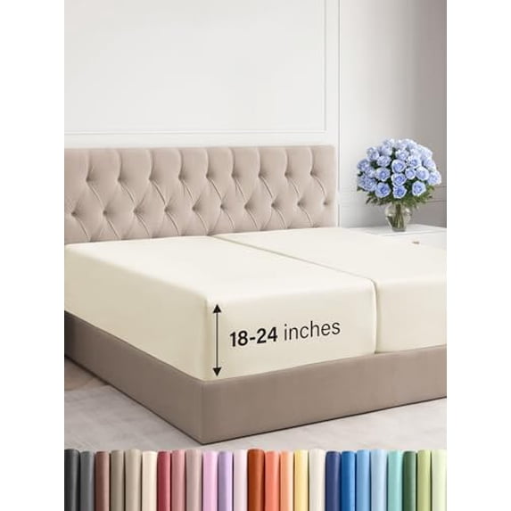 Extra Deep Split King Fitted Sheet - Hotel Luxury Single Fitted Sheet ...