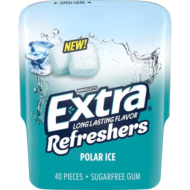Extra Extra Refreshers Chewing Gum, Polar Ice, 40 Count - Walmart ...