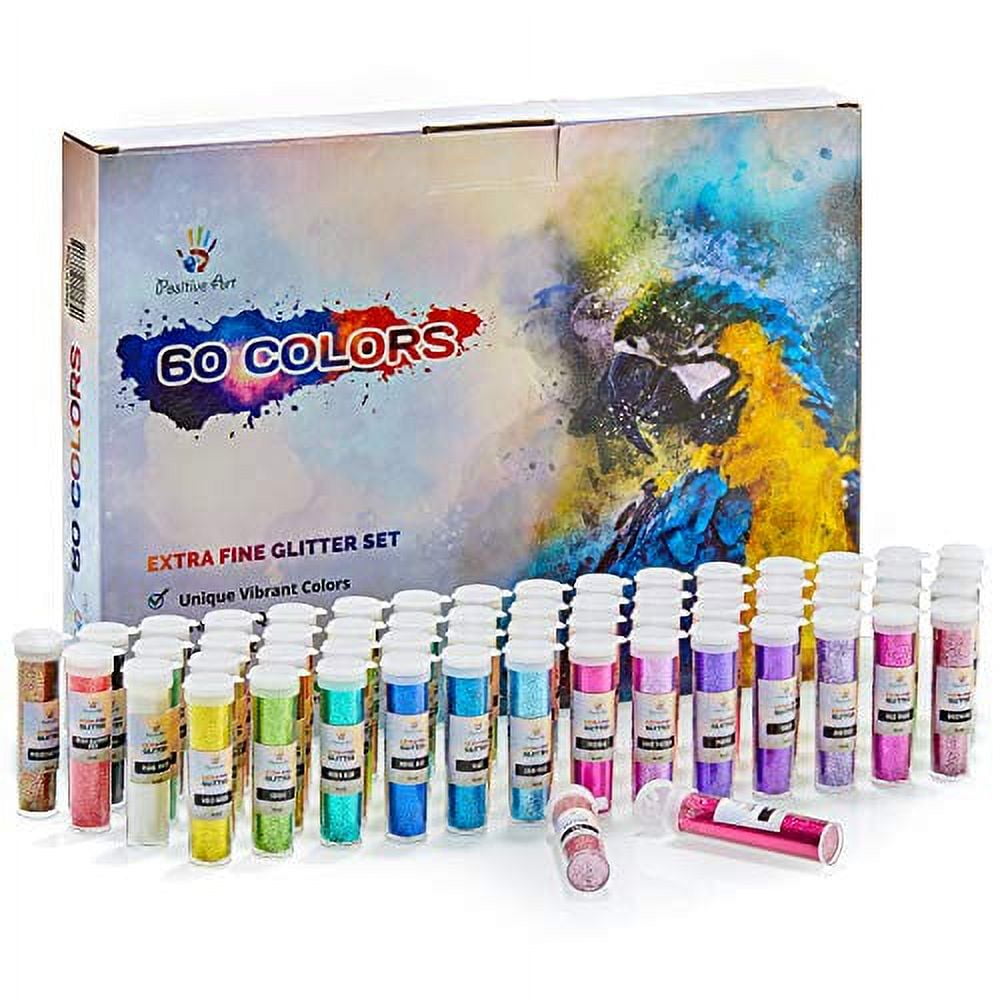 Extra Fine Glitter Set of 60 Vibrant Colors | Color Powder in Leak ...