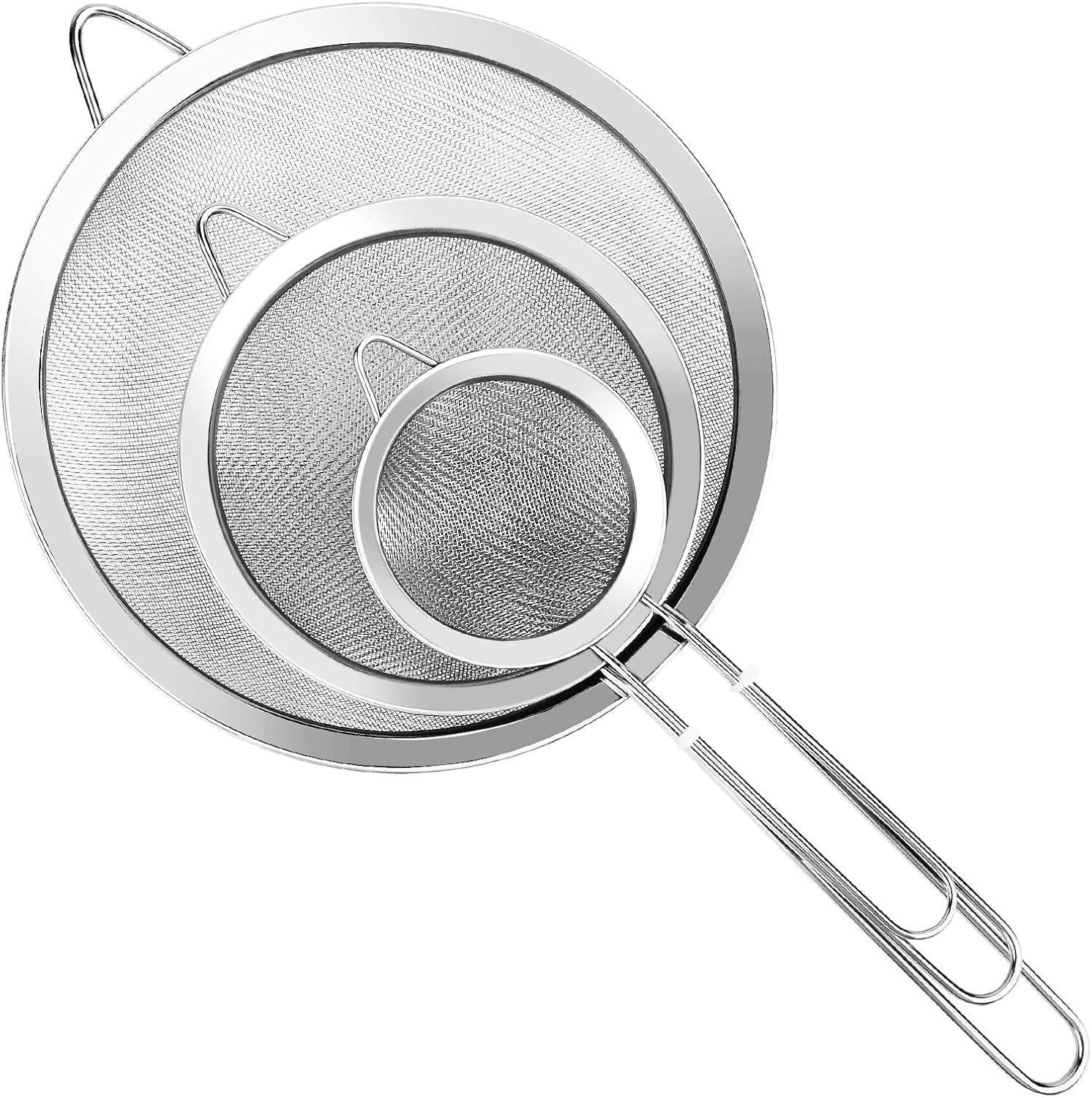 Extra Fine Mesh Strainers, Long Size Handle & Save Time No Wasted Food ...