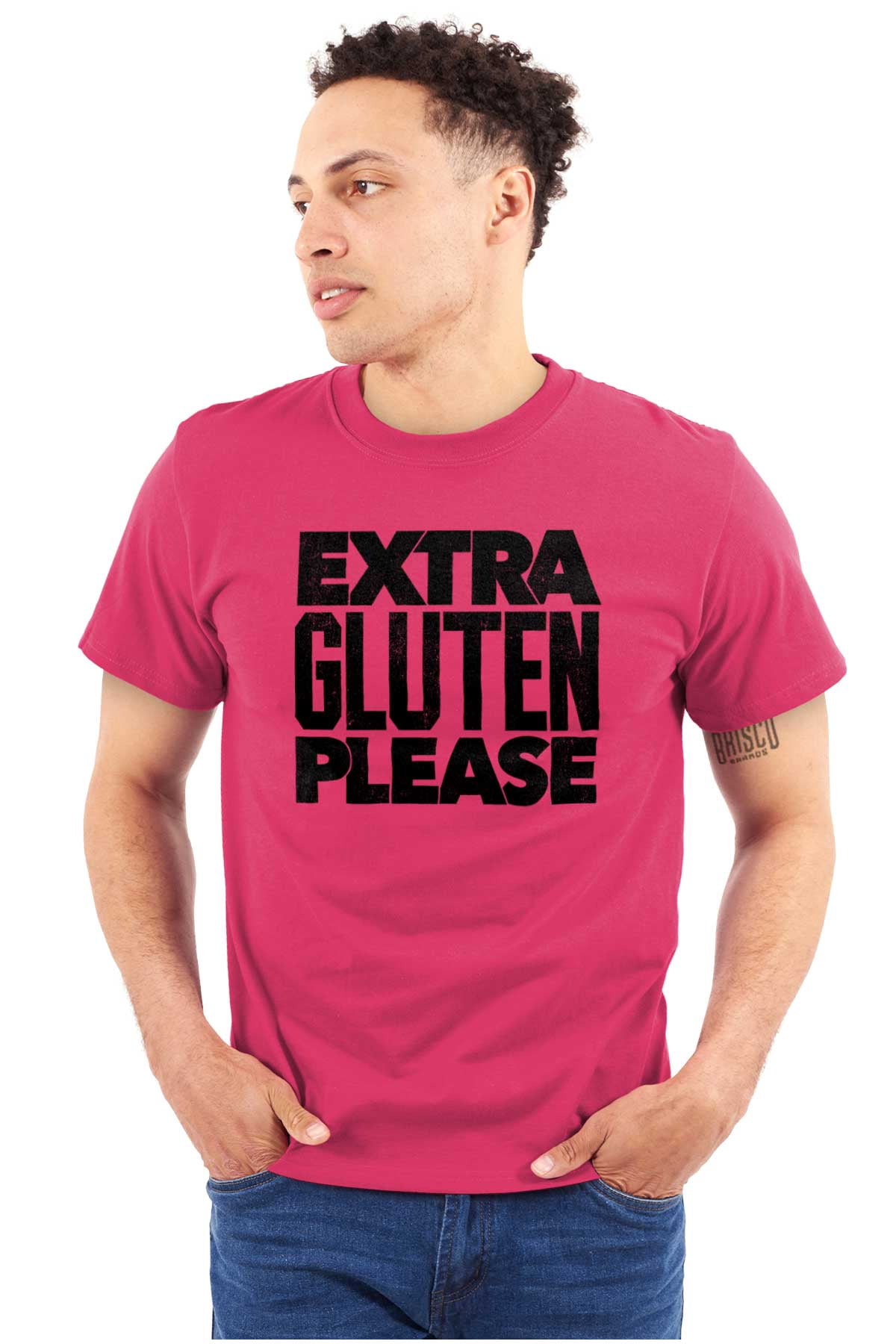 Extra Gluten Please Foodie Love Carbs Men's Graphic T Shirt Tees Brisco ...