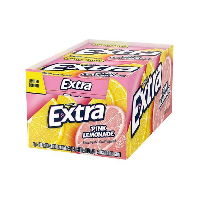Extra Brand Sugarfree Pink Lemonade Chewing Gum, 150 Pieces (10 Packs ...