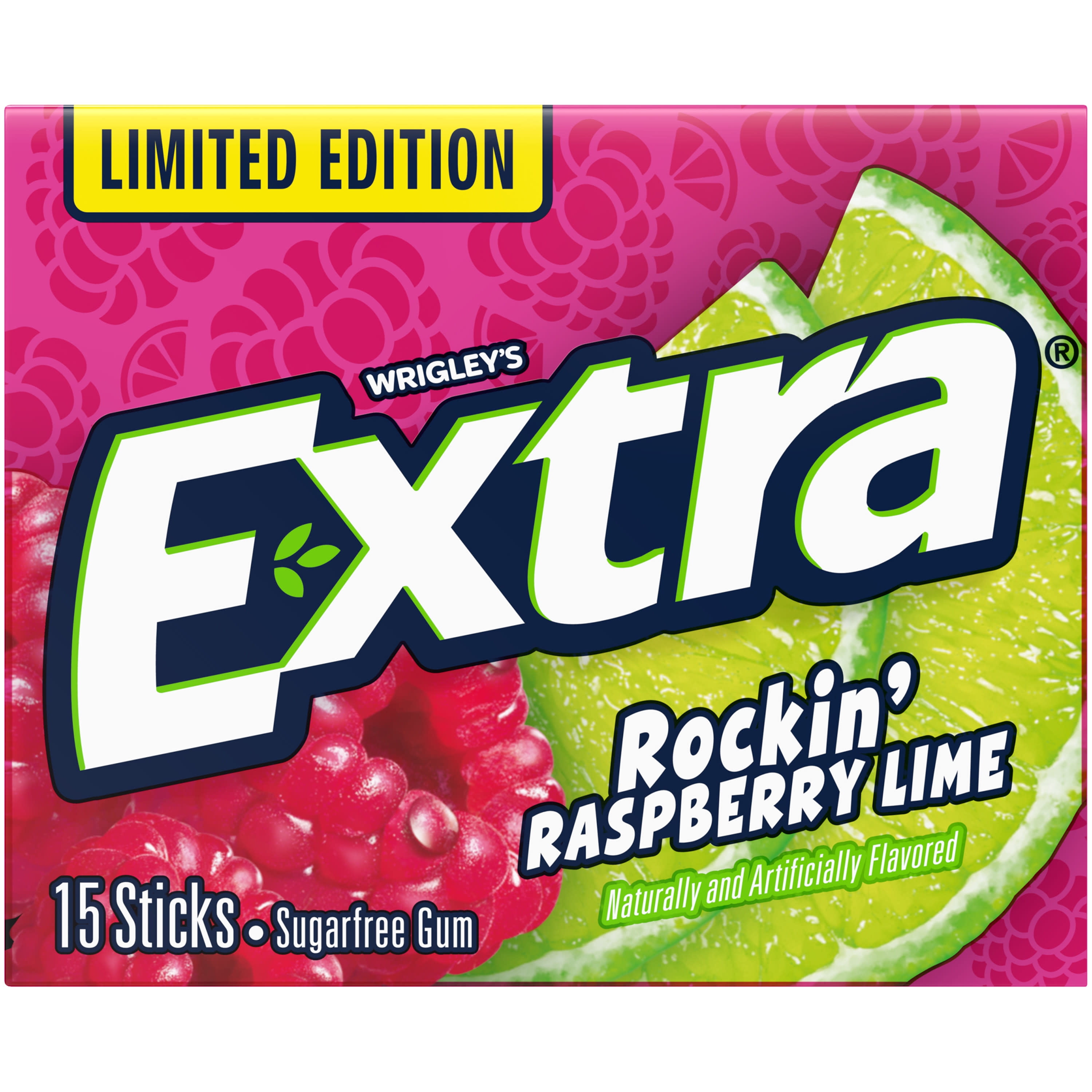 Extra Gum Rockin' Raspberry Lime Sugar Free Chewing Gum - 15 Stick ...