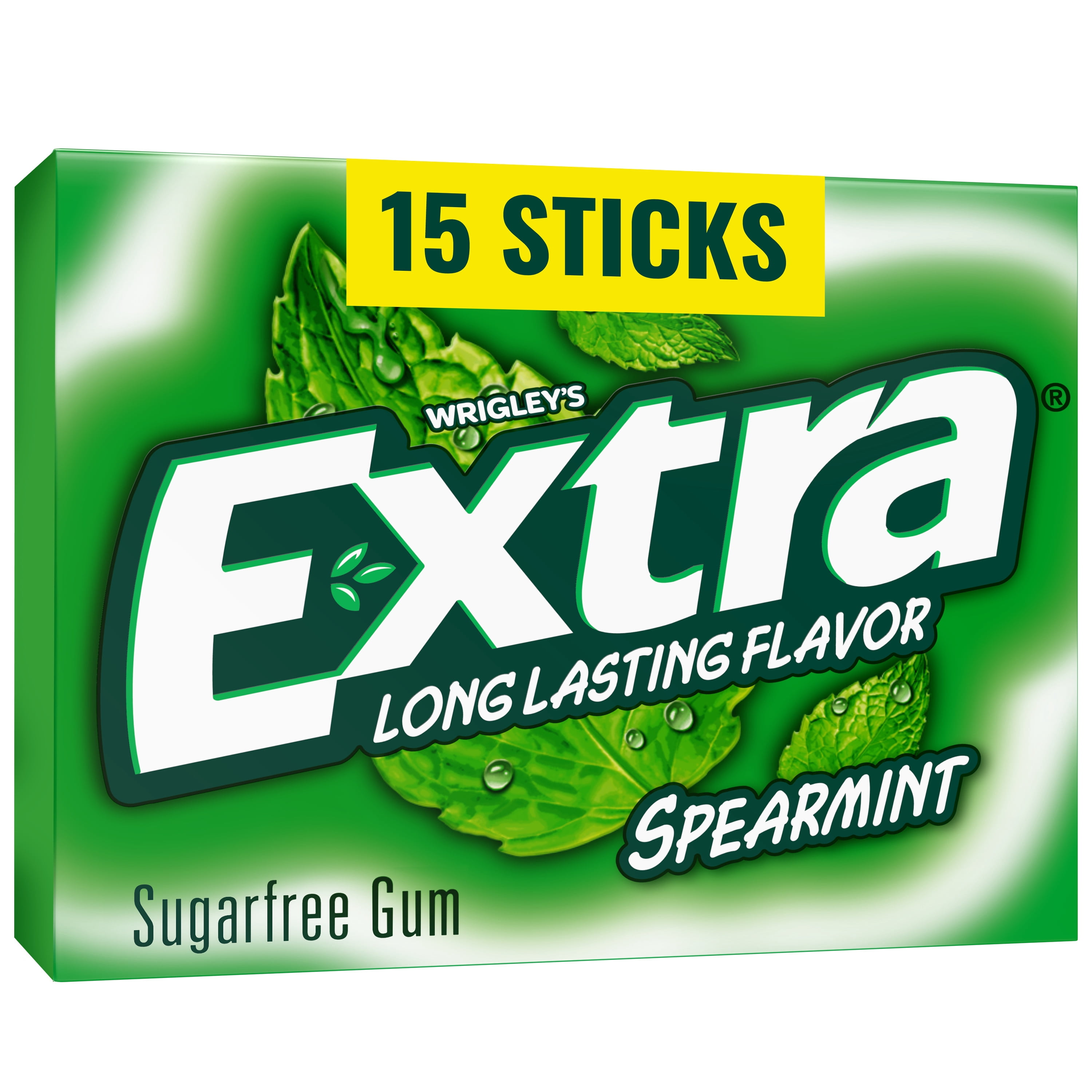 Extra, Chewing Gum, 15 Stick Pack, Spearmint Sugar-Free - Walmart.com