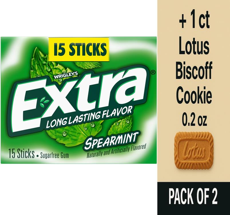 Extra Gum Spearmint Sugar Free Chewing Gum Single Pack 15 pc - Pack of ...