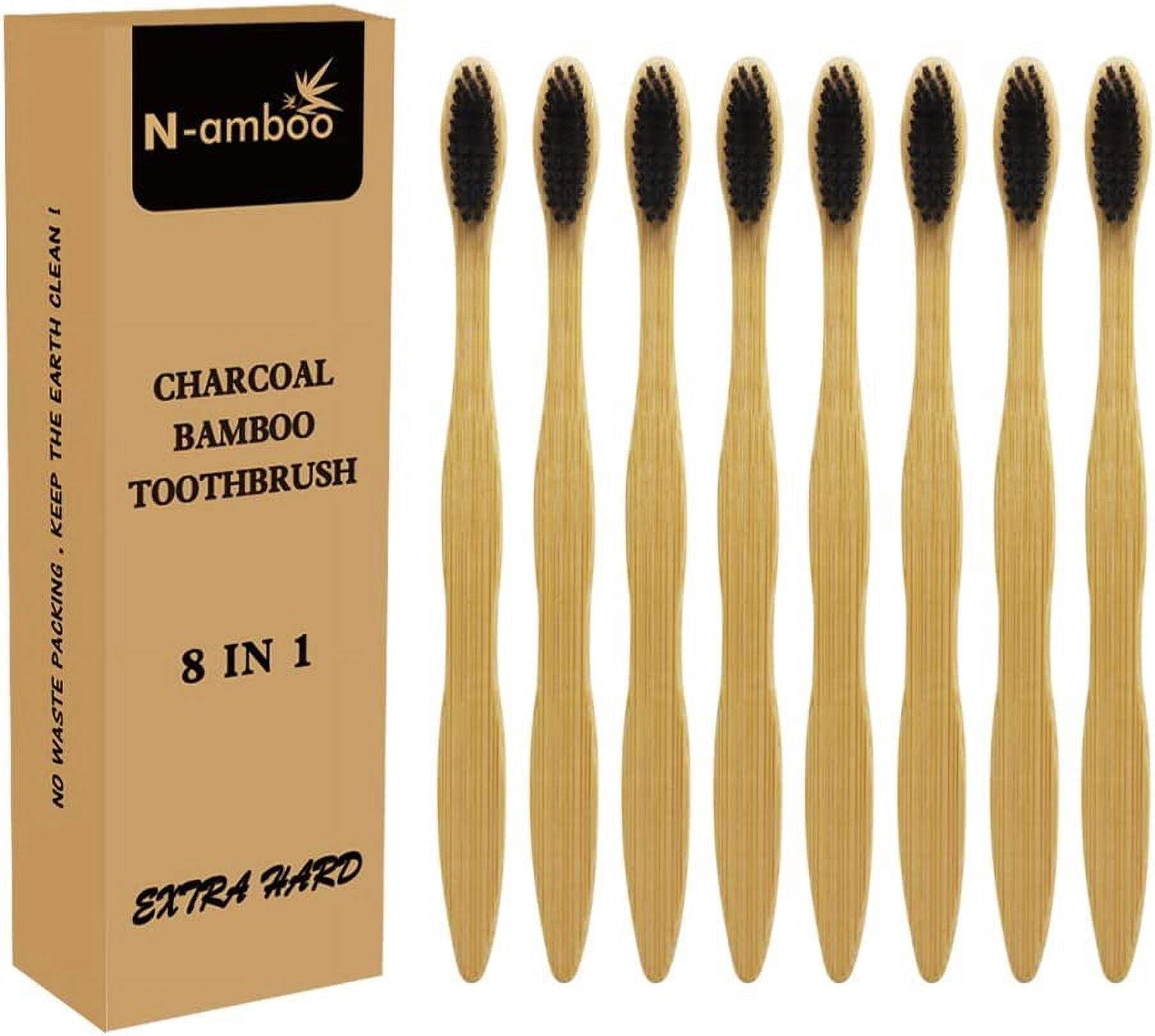 Extra Hard Bamboo Toothbrush 8 Pack - Biodegradable Bamboo Handle, Firm ...