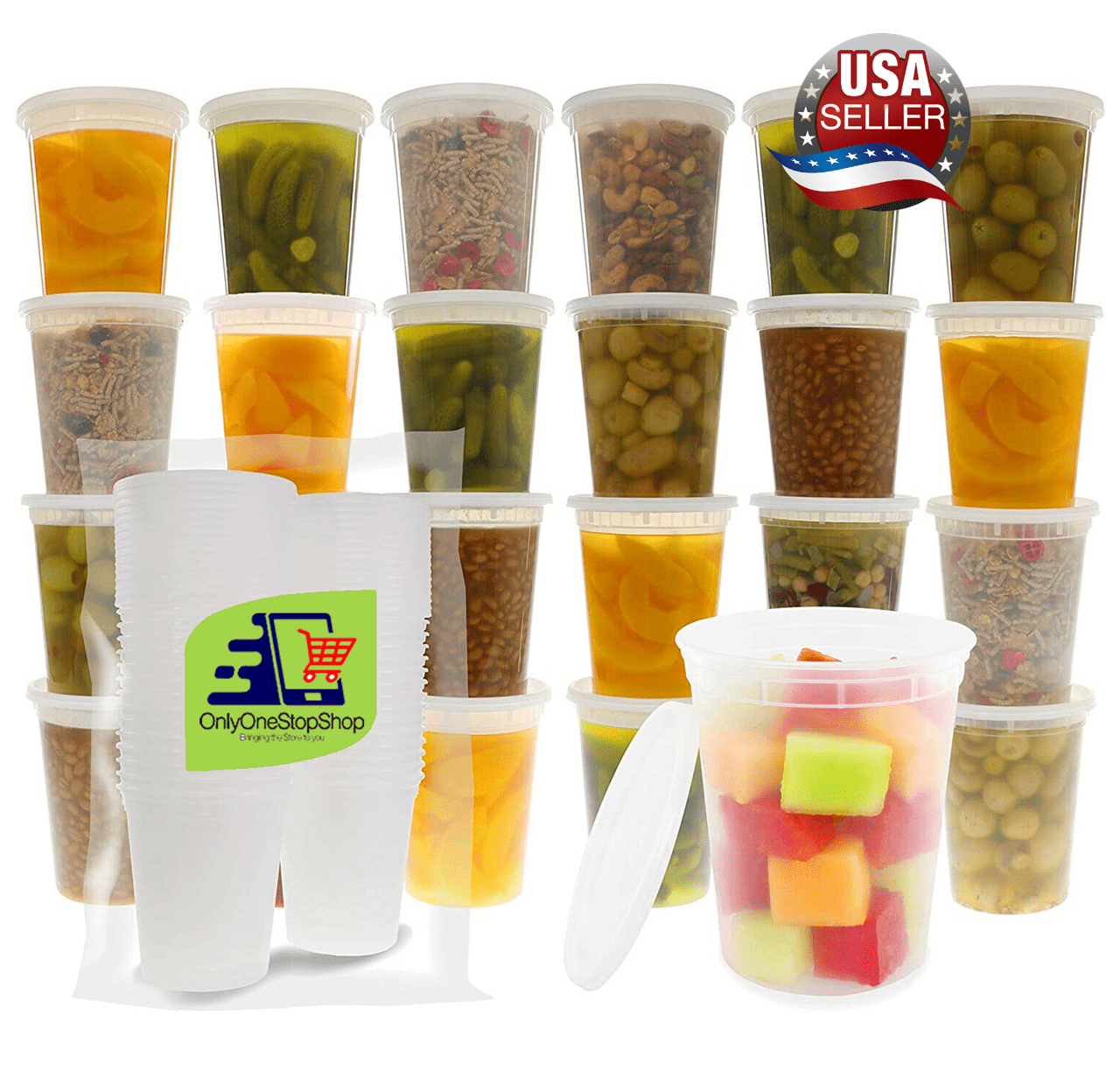 [Extra Heavy Duty] 240 Pack 32 oz Deli Food/Soup Plastic Containers ...
