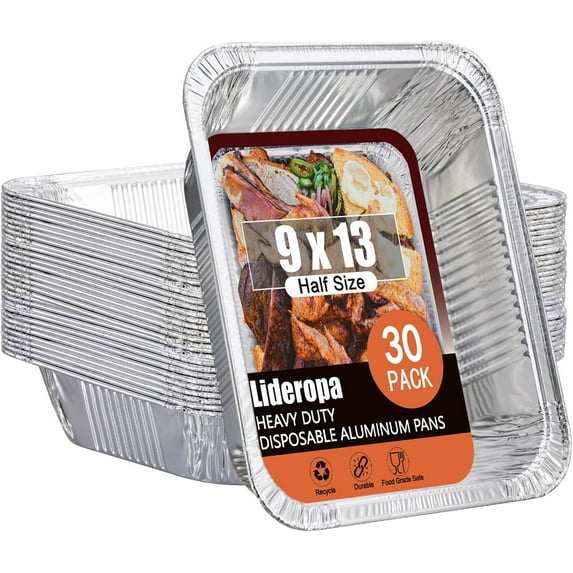 Extra Heavy Duty Aluminum Foil Pans Half Size 9x13 Deep (30 Pack ...