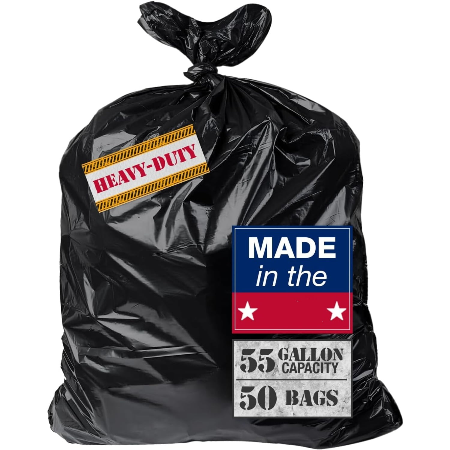 Extra Heavy Duty Black Contractor Garbage Bags 55 Gallon, 50 Trash Bags ...