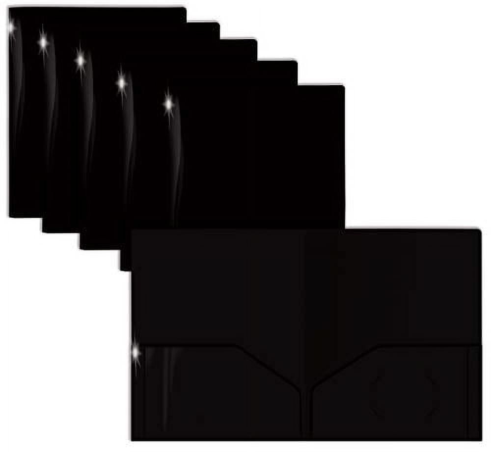 Extra Heavyweight Black Plastic 2 Pocket Portfolio Folders, 12 Pack ...