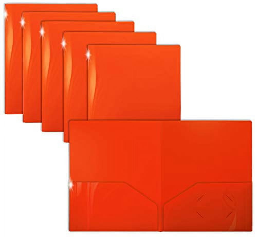 Extra Heavyweight Orange Plastic 2 Pocket Portfolio Folders, 12 Pack ...