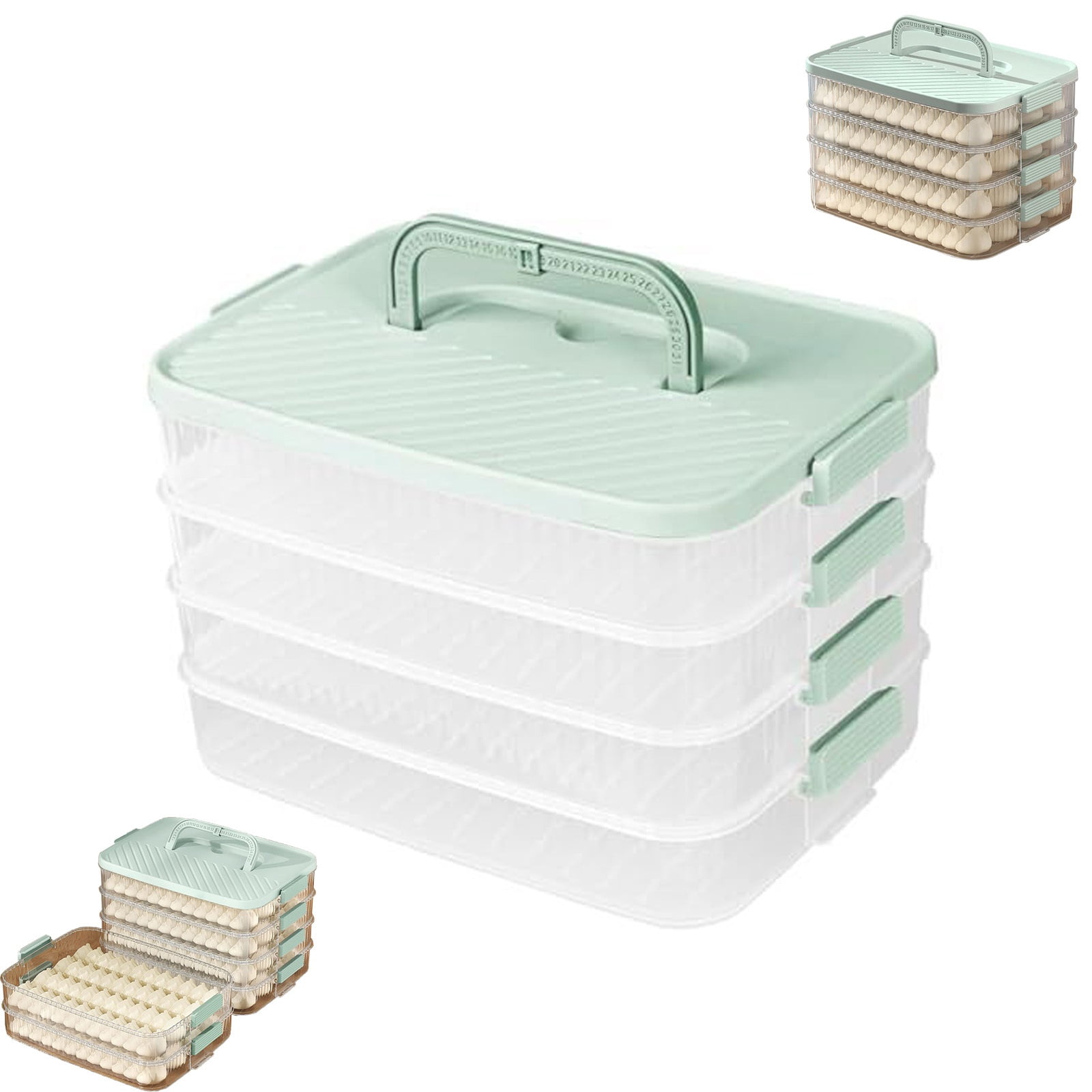 Extra-High 4-Layer Freezer Food Box Clear Storage Container for ...
