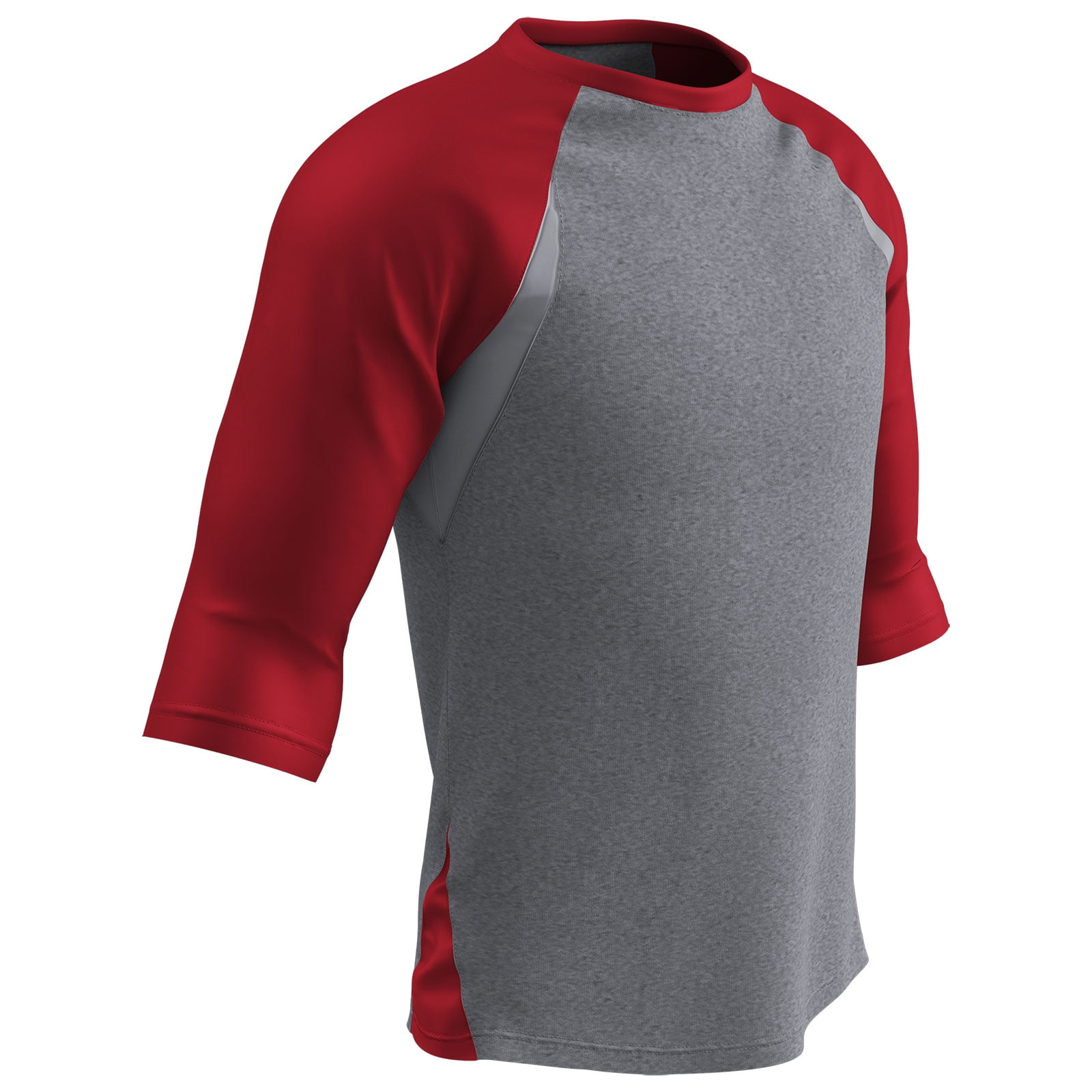 Extra Innings 3/4 Sleeve Baseball Shirt, Youth Large, Grey with Scarlet ...