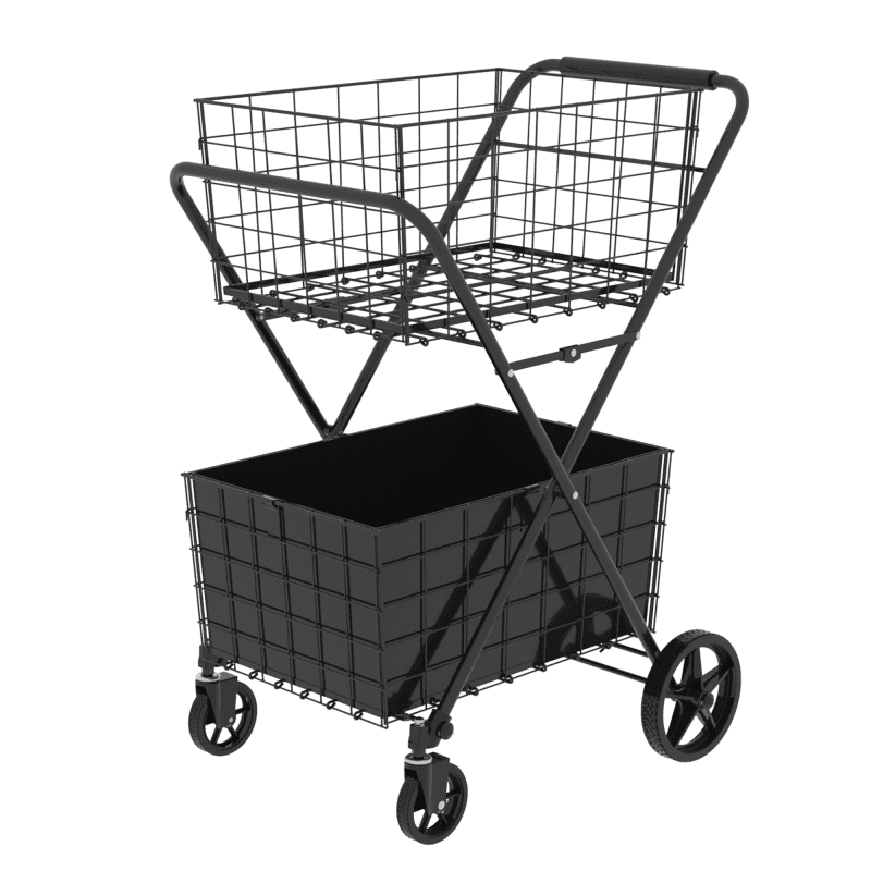 Extra Jumbo Shopping Cart,2 Layers Grocery Cart on Wheels, Foldable ...