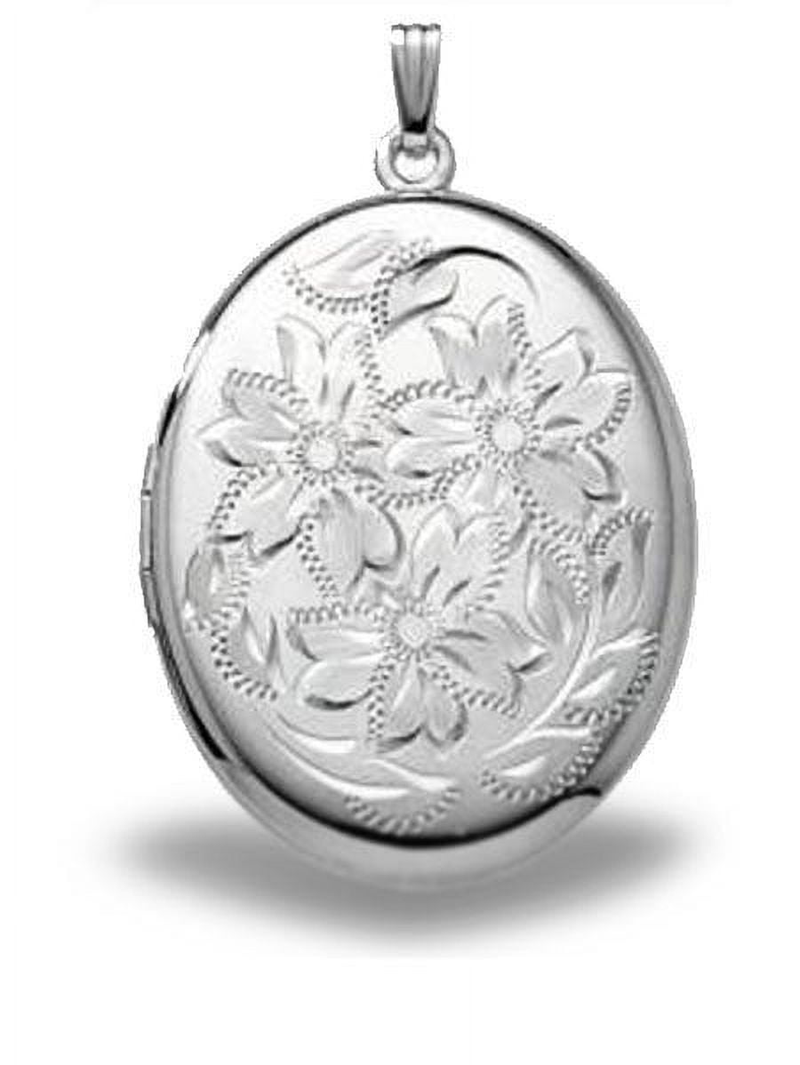 Extra LARGE Sterling Silver Oval Locket - 1-1/4 inch x 1-1/2 inch ...