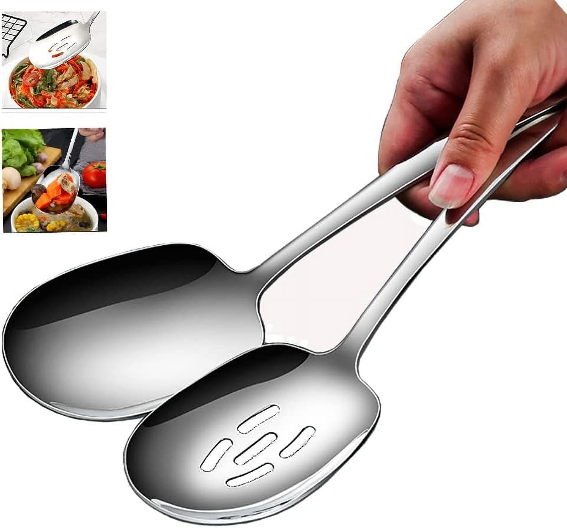 Extra Lar Serving Spoons Set,18/8 Stainless Steel Slotted Spoon and ...
