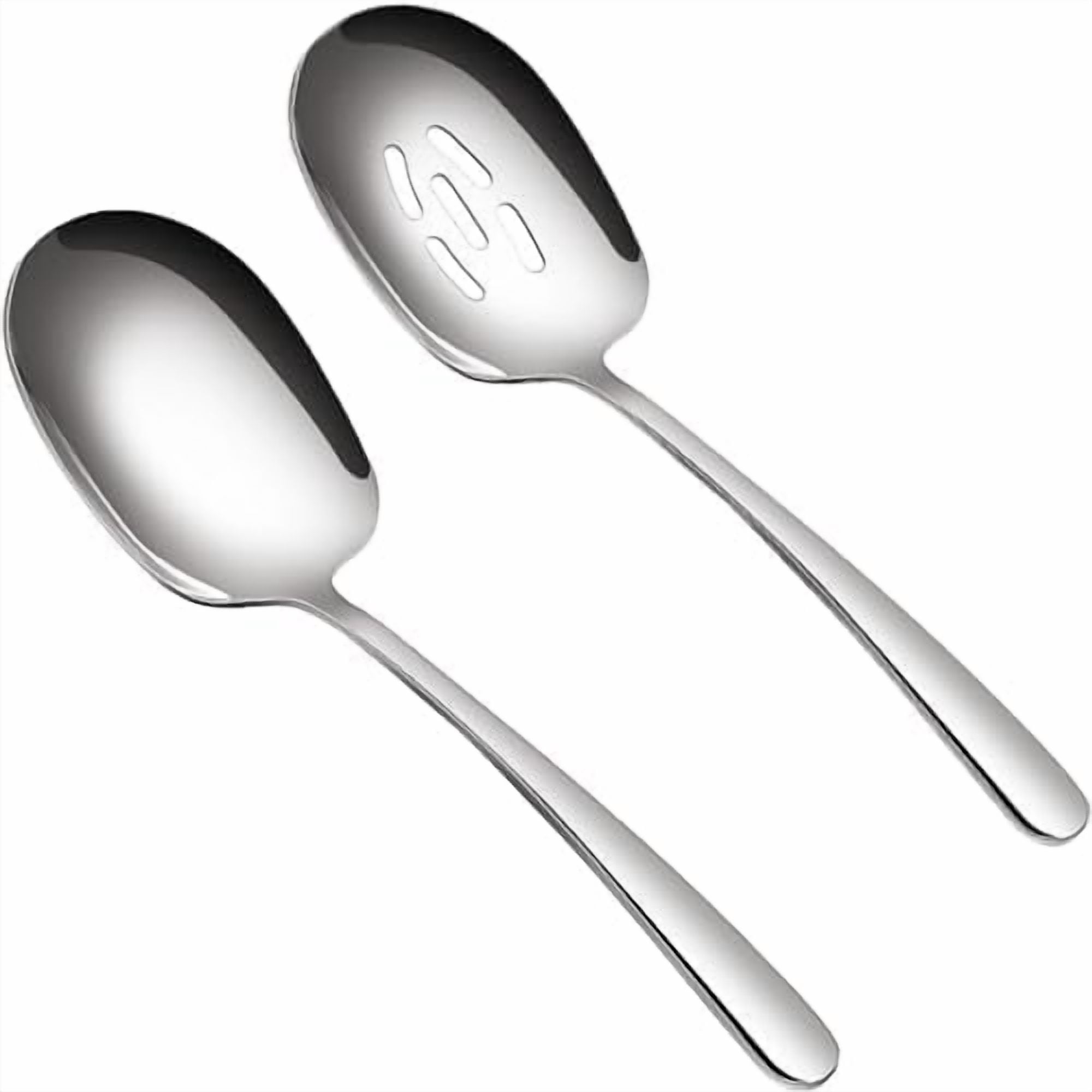 Extra Large 10-Inch Stainless Steel Serving Spoon and Slotted Spoon Set ...