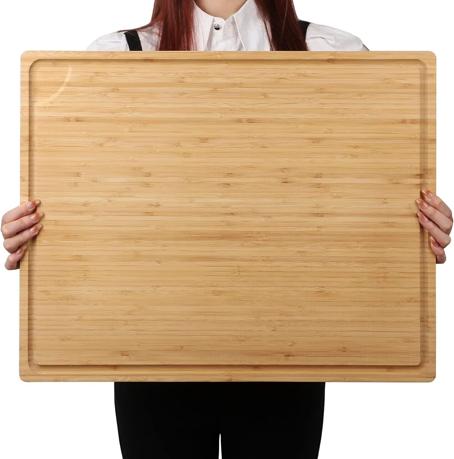 Extra Large 100% Organic Bamboo Cutting Board, 24x18 Inch Butcher Block ...