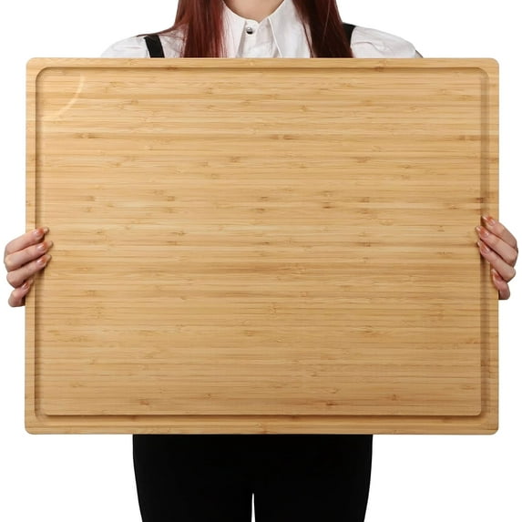 Extra Large 100% Organic Bamboo Cutting Board, 24x18 Inch Butcher Block ...