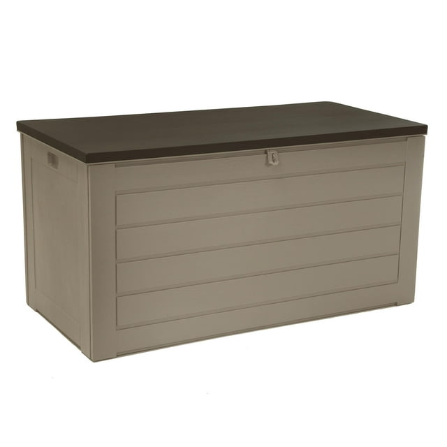 Extra Large 180 Gallon Deck Box, Tan with Dark Brown Lid - Walmart.com