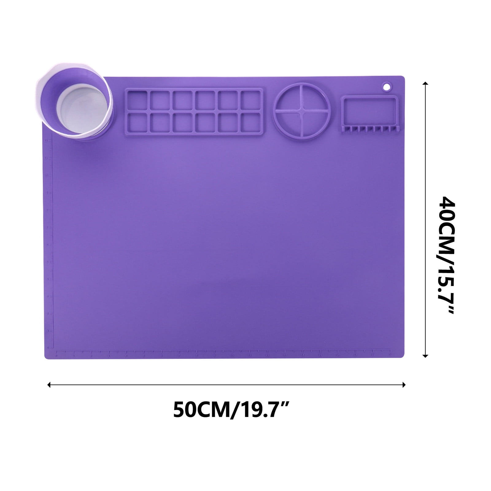 Extra Large 19.7" x 15.7" Silicone Craft Mat with Cup,Palette Squares ...