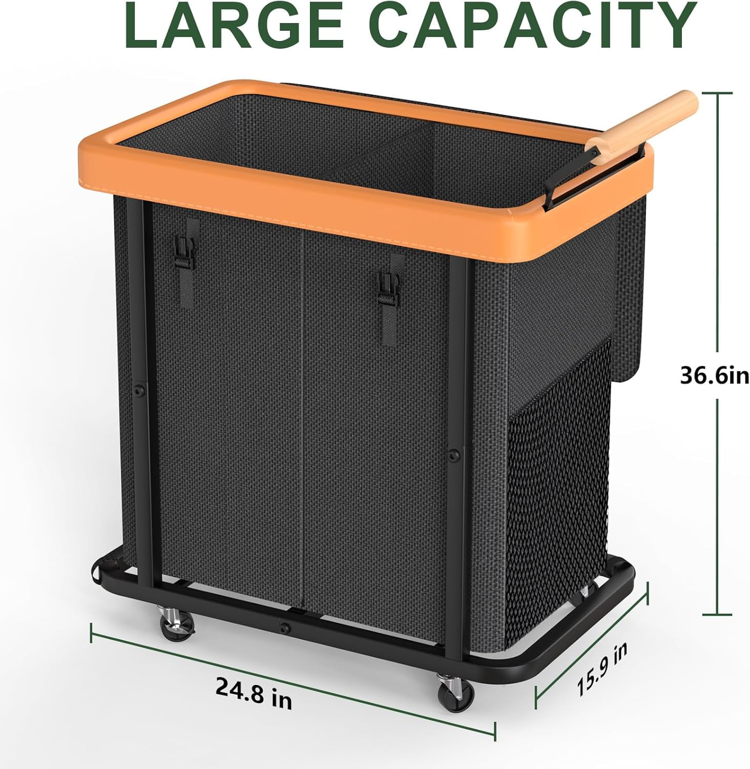 Extra Large 190L (50 Gal) Laundry Hamper, 2-Section Rolling Basket with ...