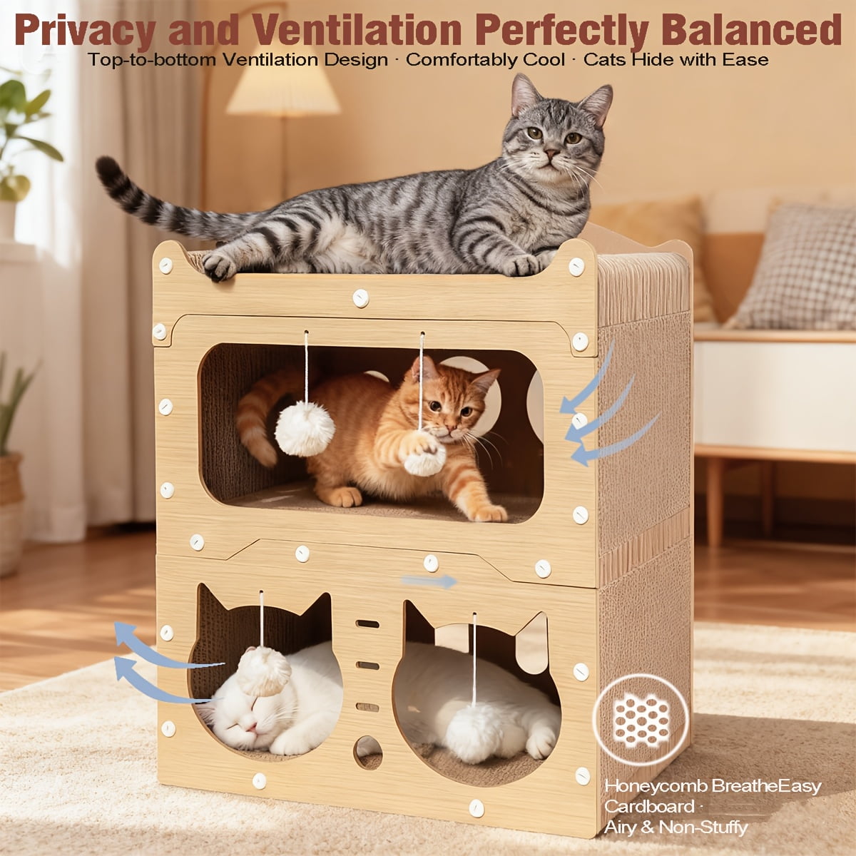 Extra-Large 2-in-1 Cat Scratching Post and Bed, Cat Tree with ...