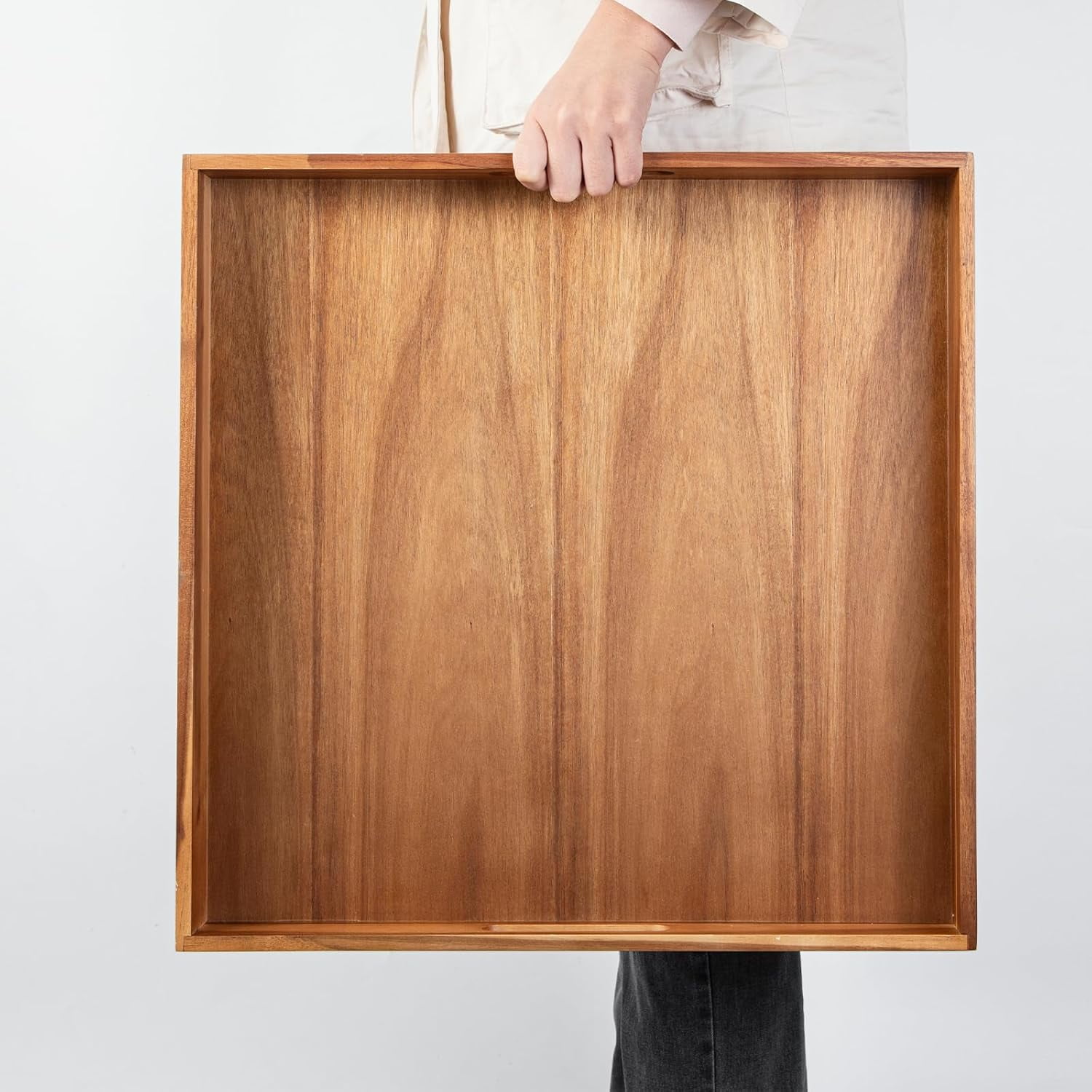 Extra Large 22" Serving Tray with Handles Ottoman Tray Acacia Coffee ...