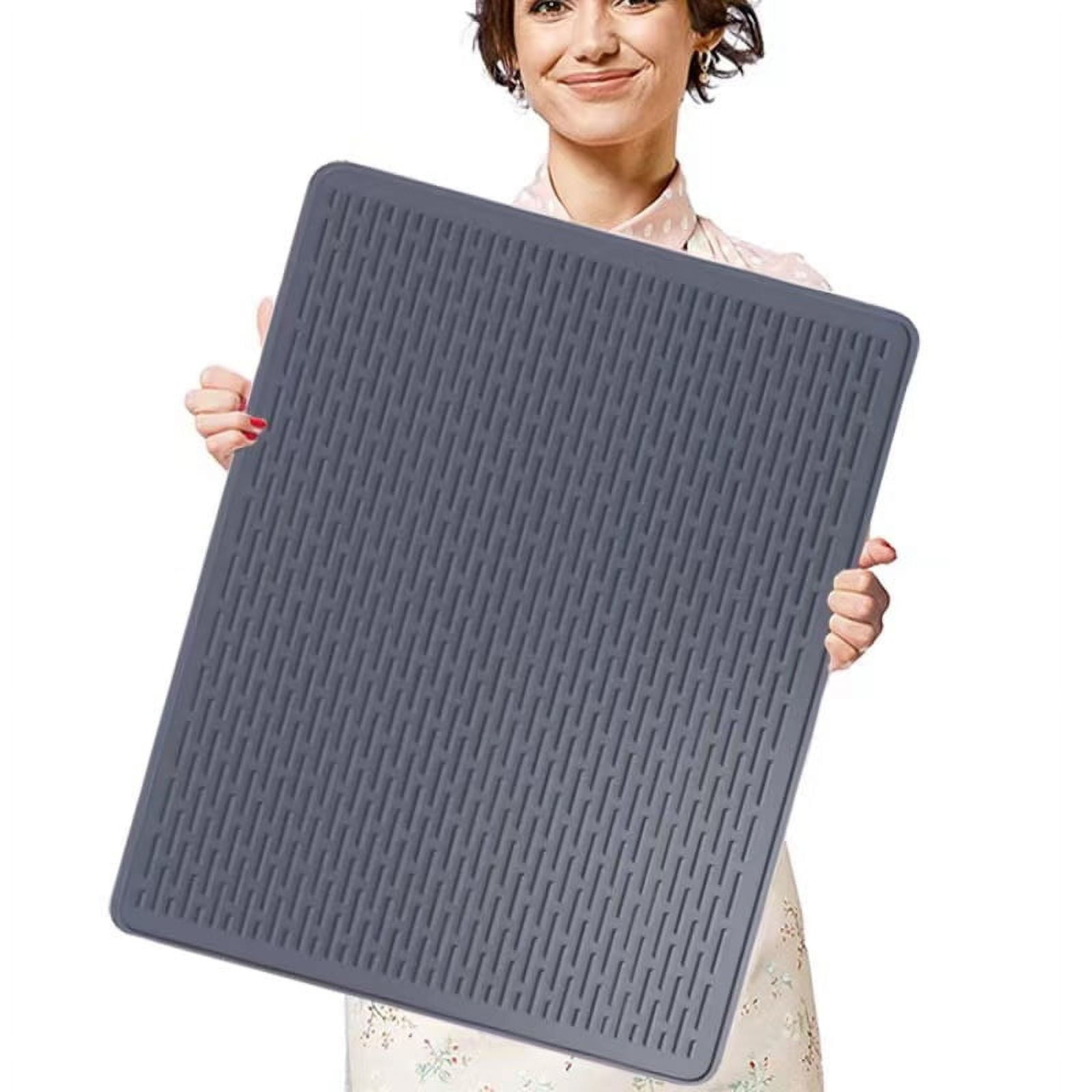 Extra Large (27 inch by 20 inch) heavy duty silicone dish drying mat ...