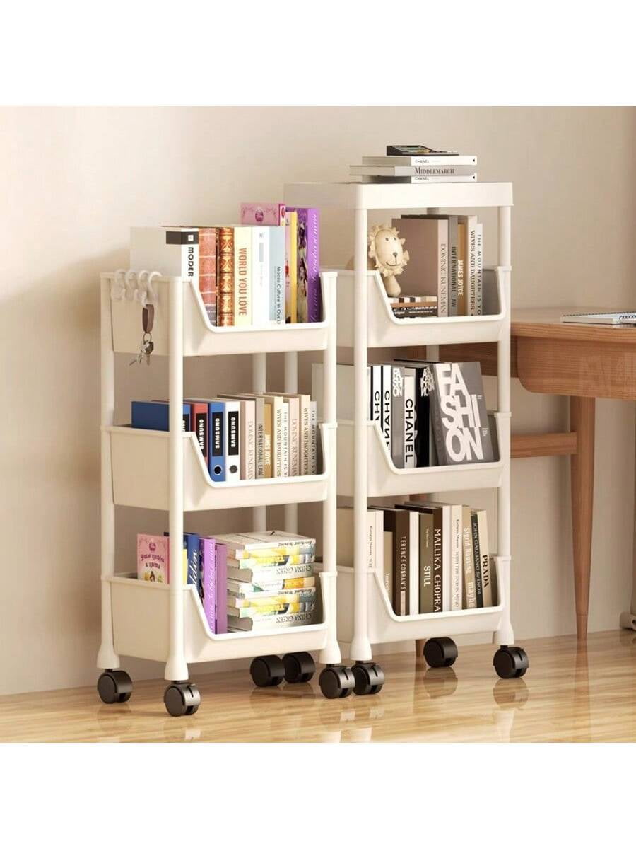 Extra Large 3/5-Layer Wheeled Mobile Storage Cart - White Plastic Slim ...