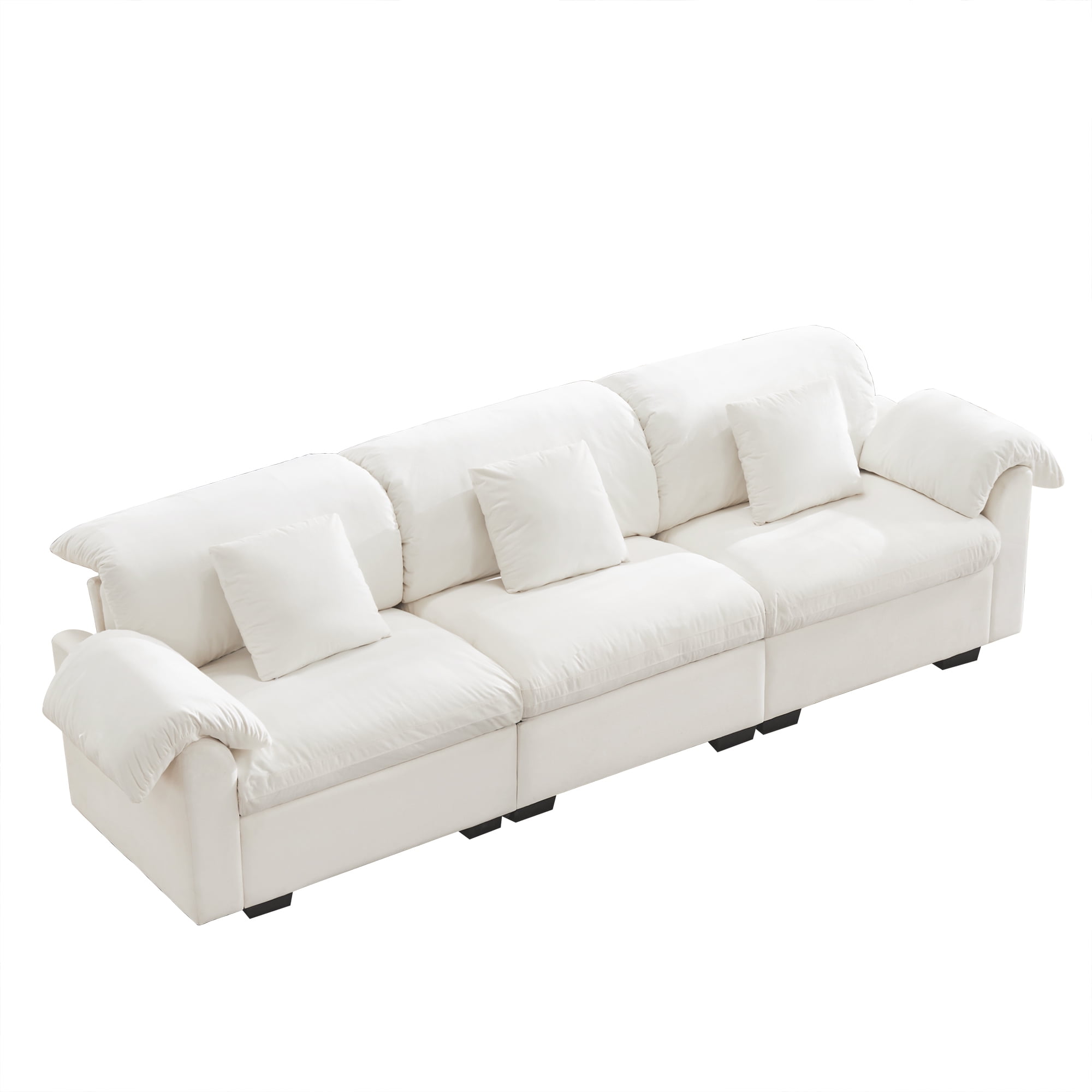 Extra Large 3 - Seat Modern Velvet Sofa With Storage Function Under ...
