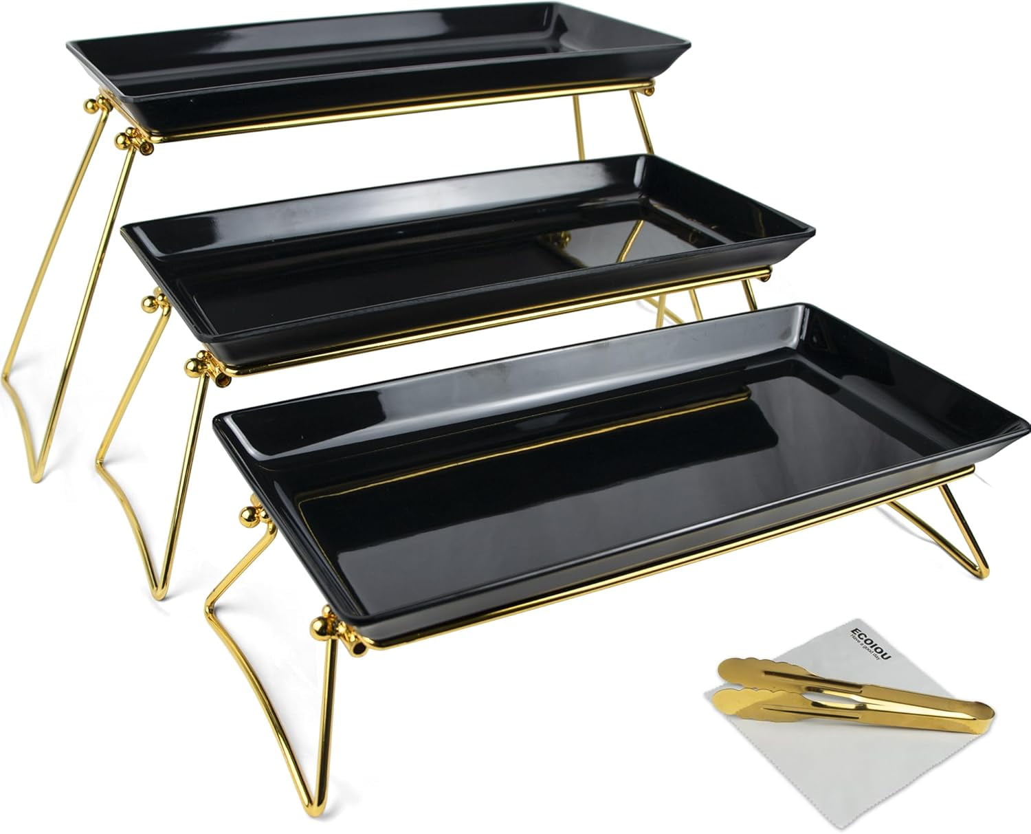 Extra Large 3 Tier Serving Tray, 24 x22 x 9.8 Inch Melamine Tiered Tray ...