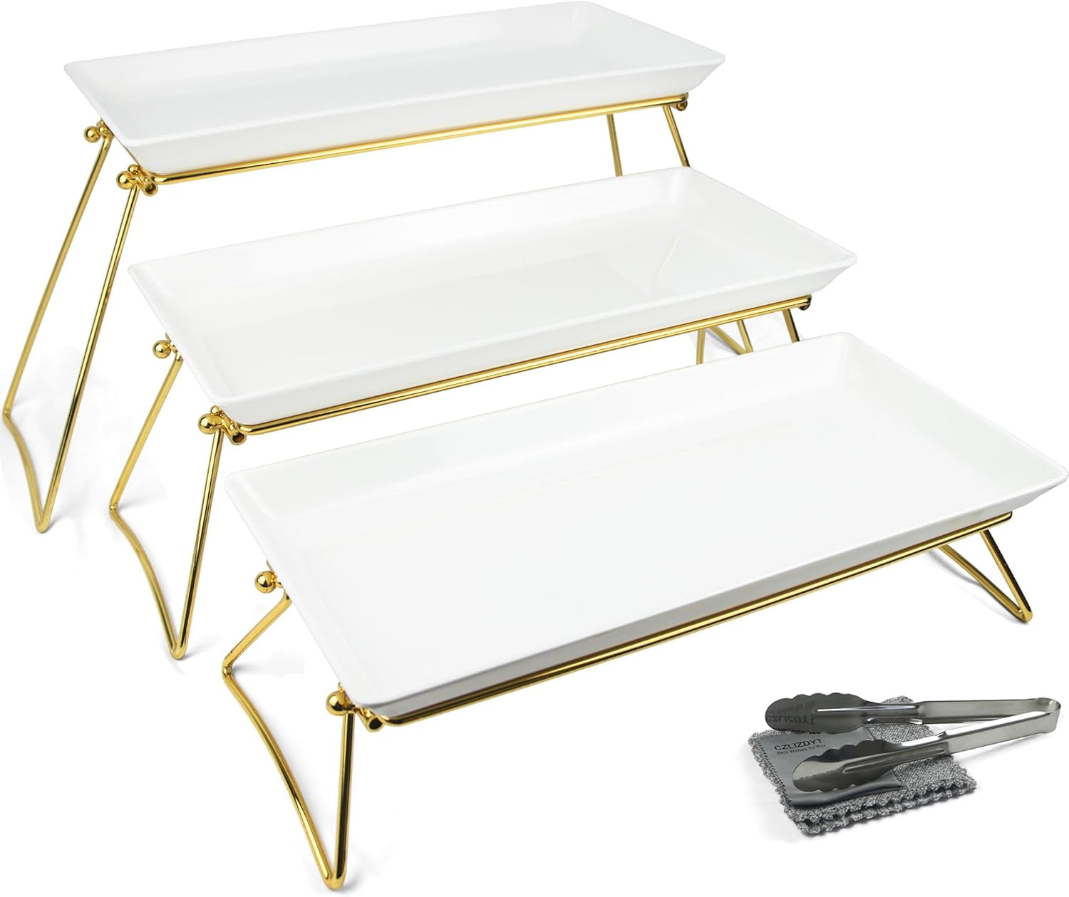 Extra Large 3 Tier Serving Tray Set, 24x22x9.7 inch Cupcake Fruit ...