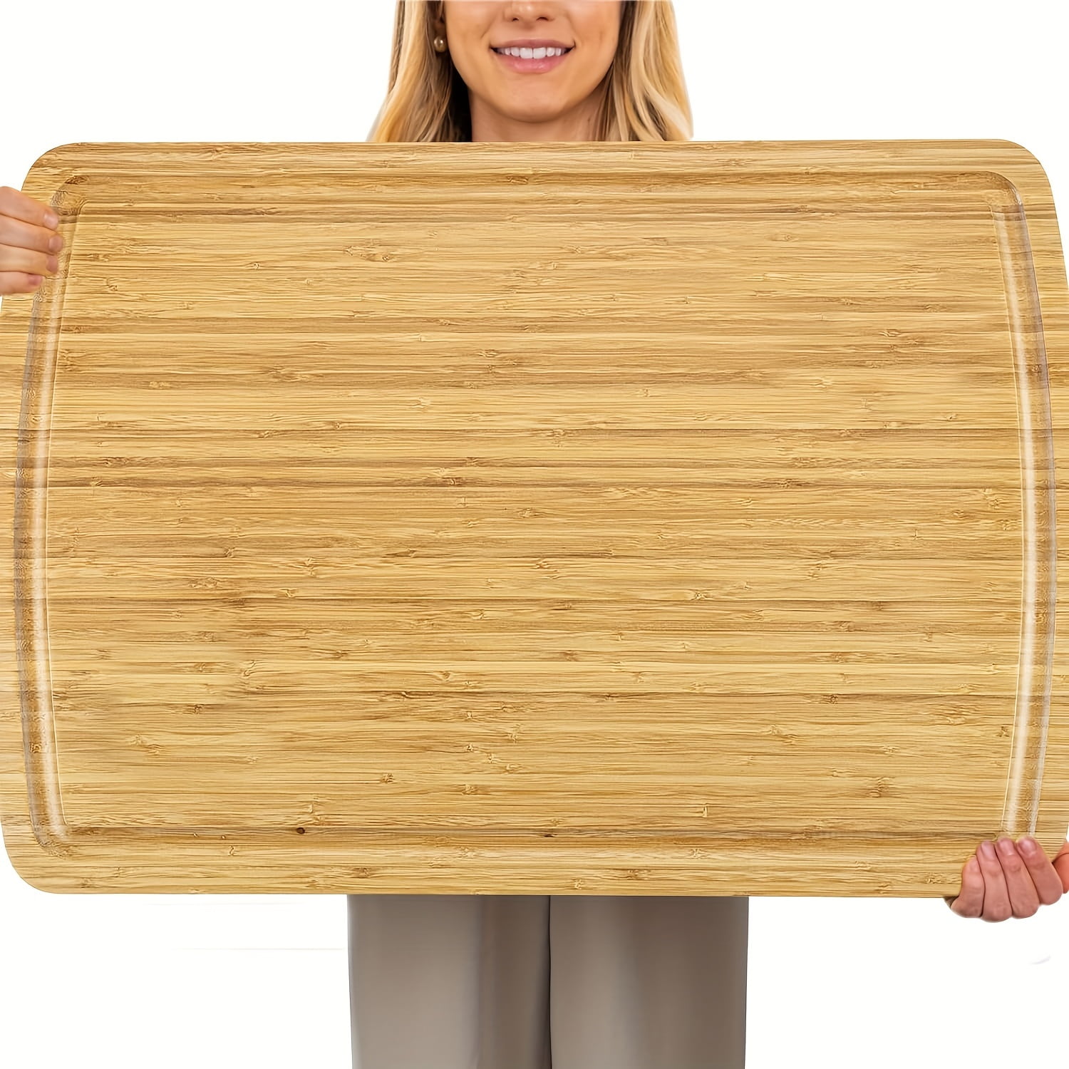 Extra Large 30x20 Inch Bamboo Butcher Block Cutting Board with Deep ...