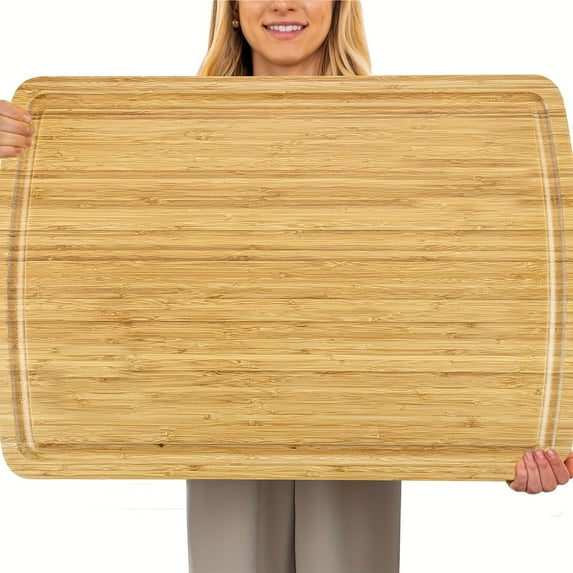 Extra Large 30x20 Inch Bamboo Butcher Block Cutting Board with Deep ...