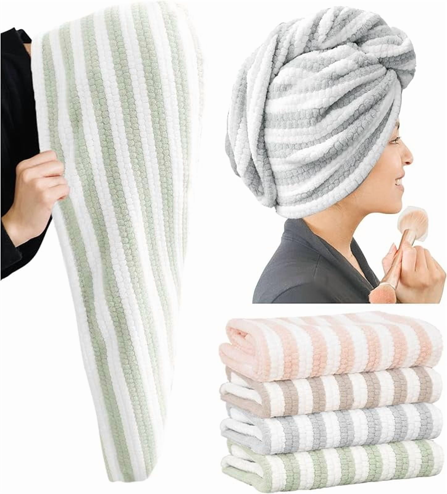 Extra Large 4 Pack Microfiber Hair Towel Wrap for Women Super Absorbent ...