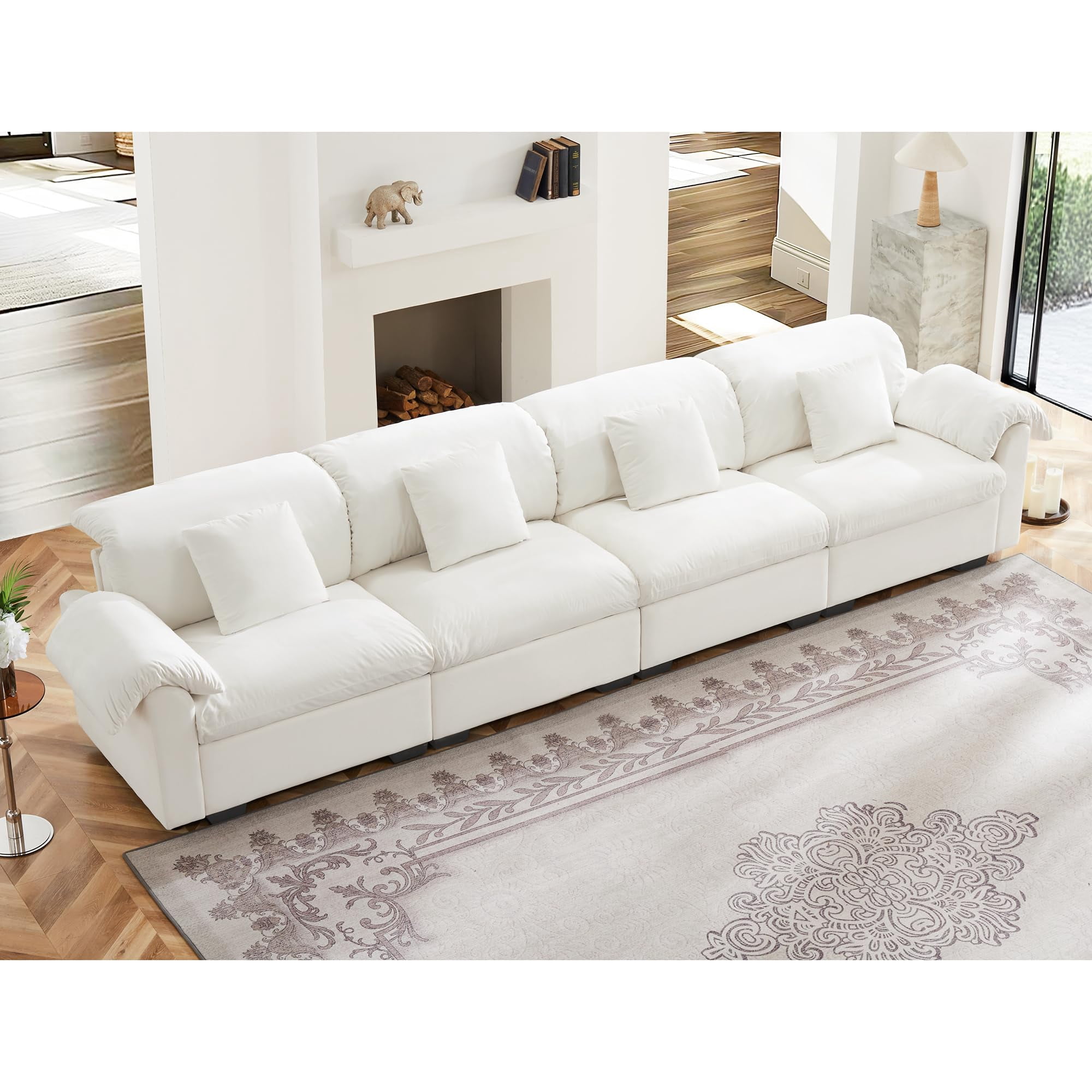 Extra Large 4-Seater Modern Velvet Sofa, Oversized Cloud-Like ...