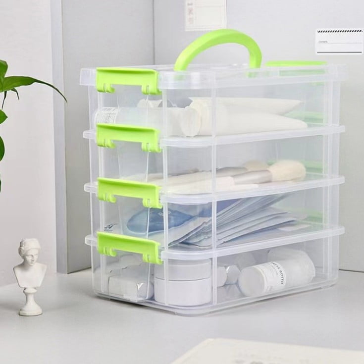 Extra Large 4-Tier Stackable Storage Box with Lid Clear Plastic ...