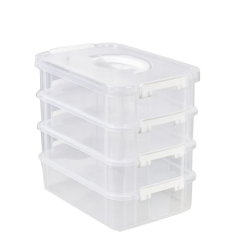 Extra Large 4-Tier Stackable Storage Box with Lid Clear Plastic Organizer Toy Building Block ...