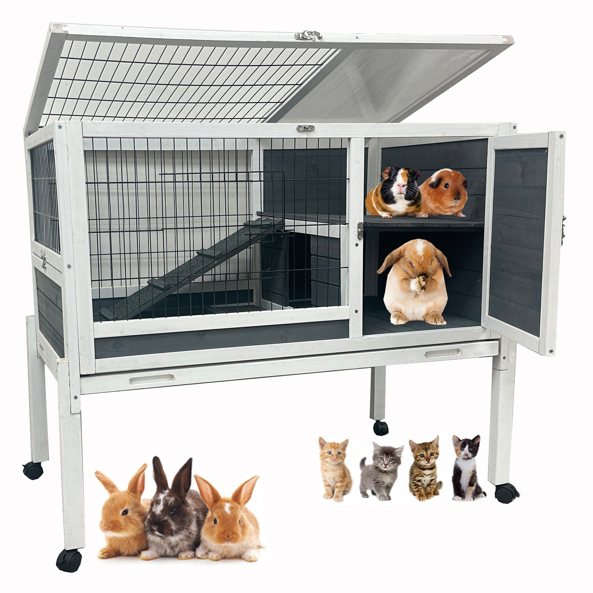 Extra Large 40" Deluxe In/Outdoor Double Story Guinea Pig Cage Rabbit ...
