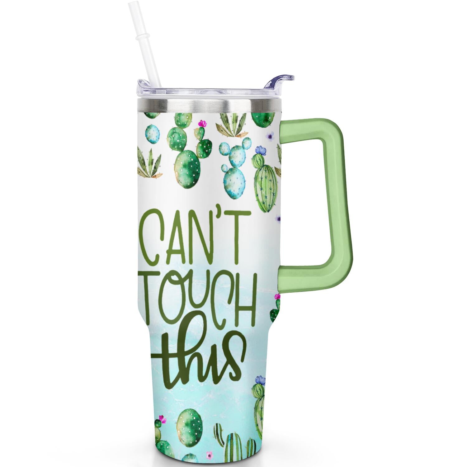 Extra Large 40oz Cactus Tumbler, Flip Top Lid, Vacuum Technology ...