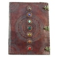 Extra Large 18" Leather Wiccan Journal with 7 Chakra Stones, Book of ...