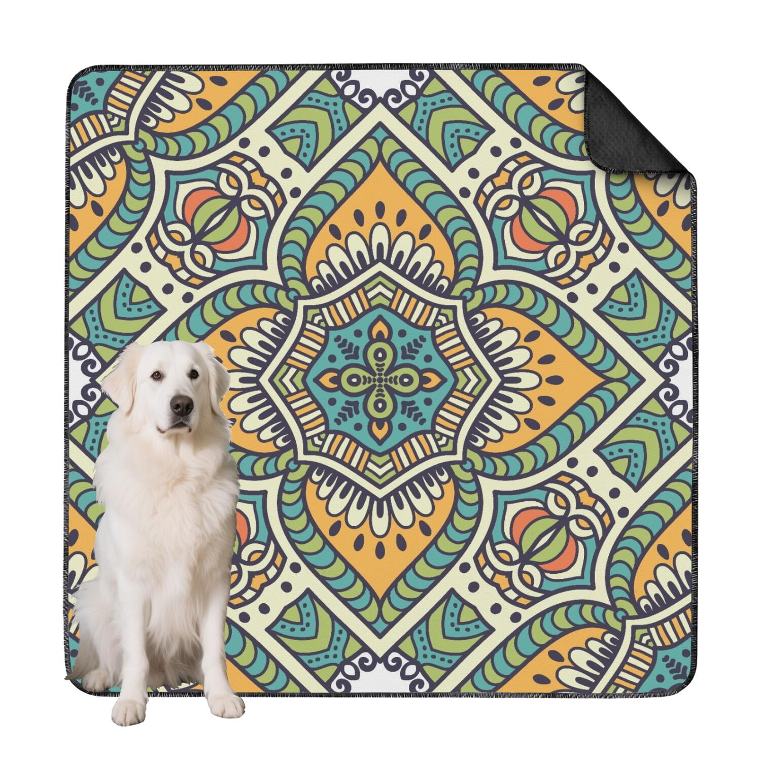 Extra Large 72" x72" Washable Dog Pee Pads Mandala Design, Reusable ...