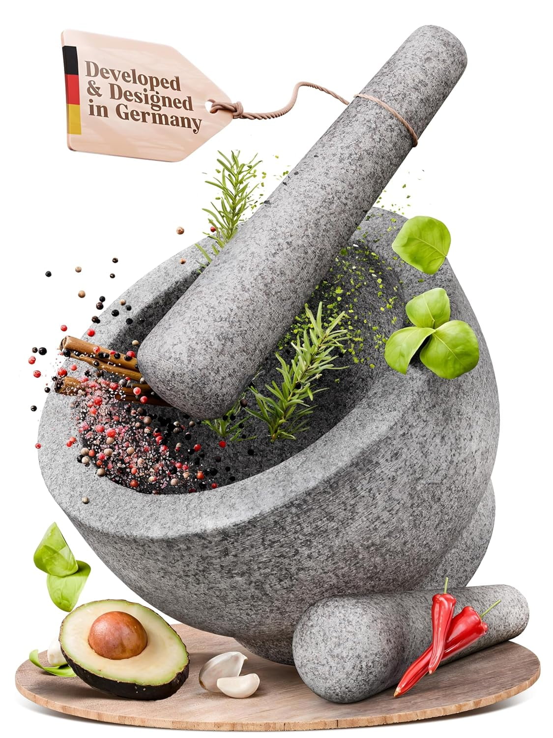 Extra Large 8 Inch 5 Cup-Capacity Mortar and Pestle Set - One Huge ...