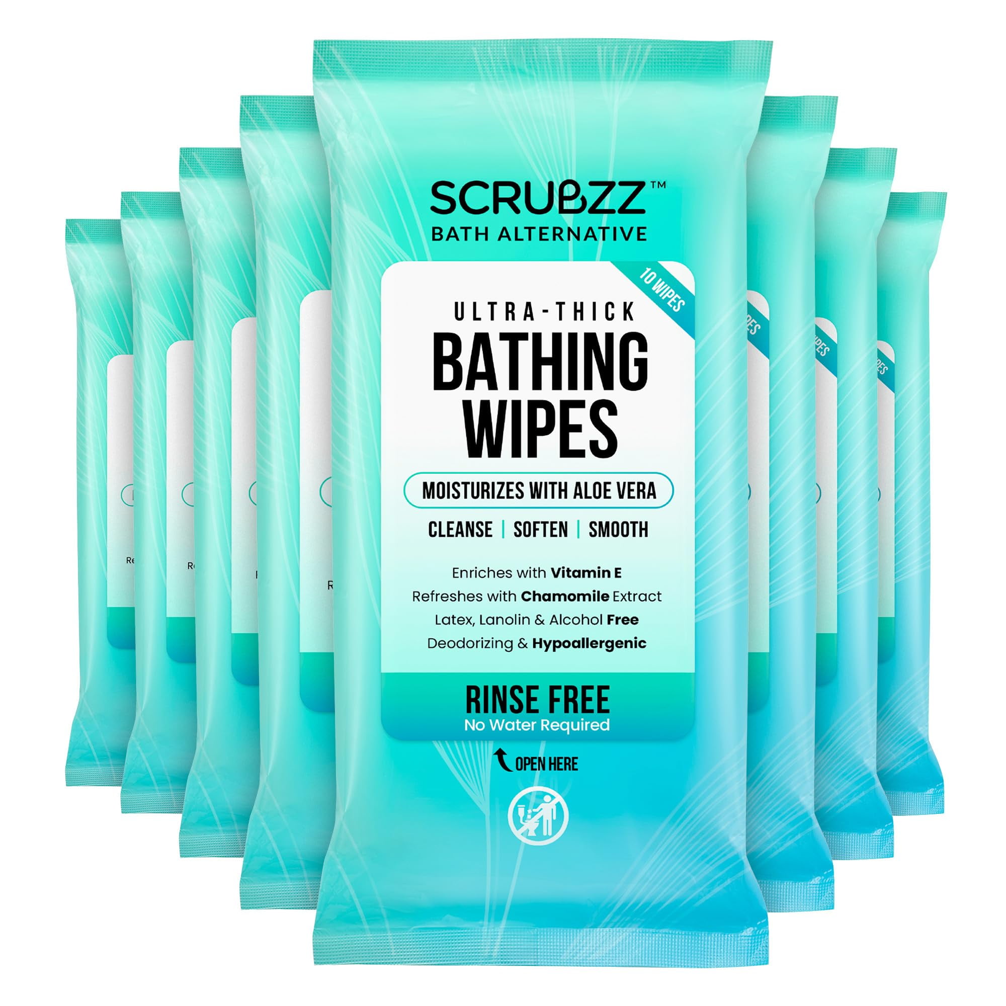 Scrubzz Extra Large Adult Bathing Wipes Disposable Body Cleansing for ...