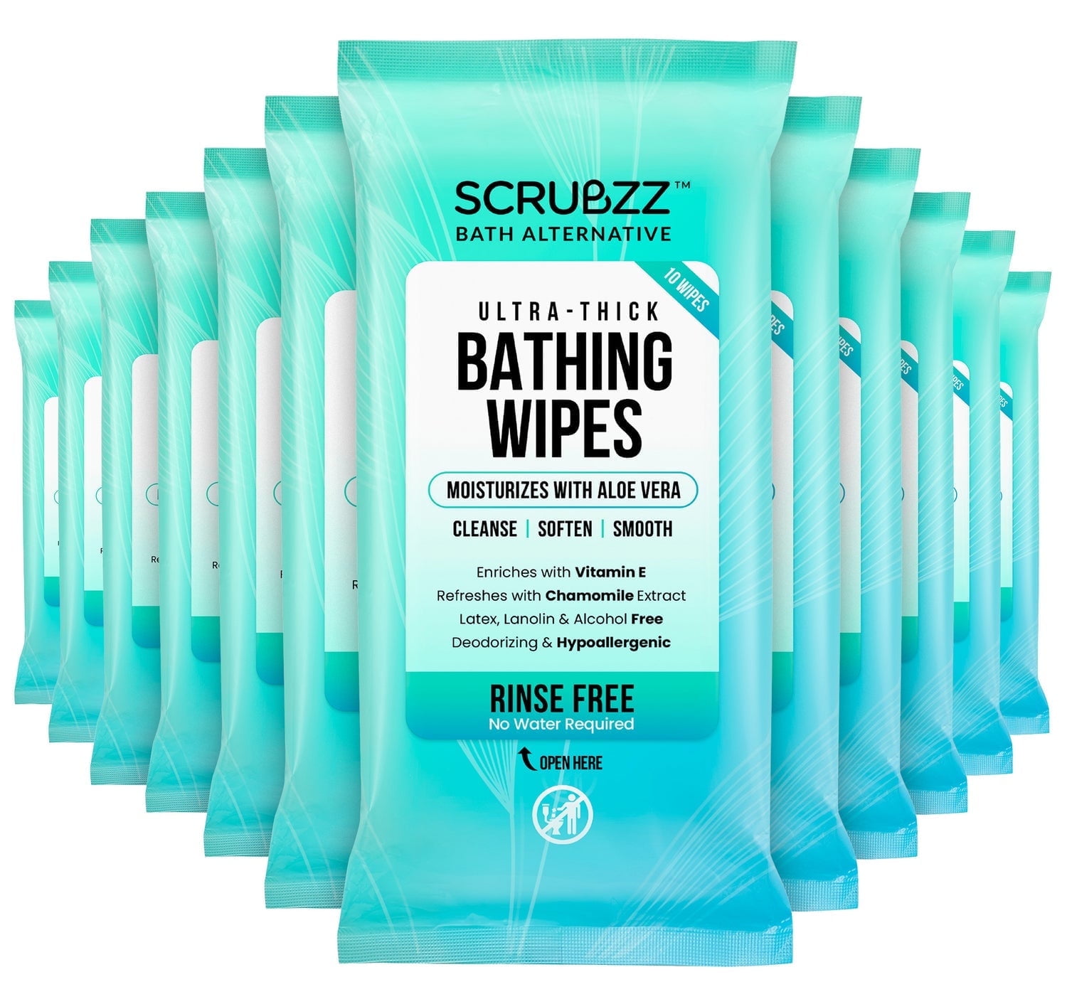 Scrubzz Extra Large Adult Bathing Wipes, Disposable No Rinse Body Wipes ...