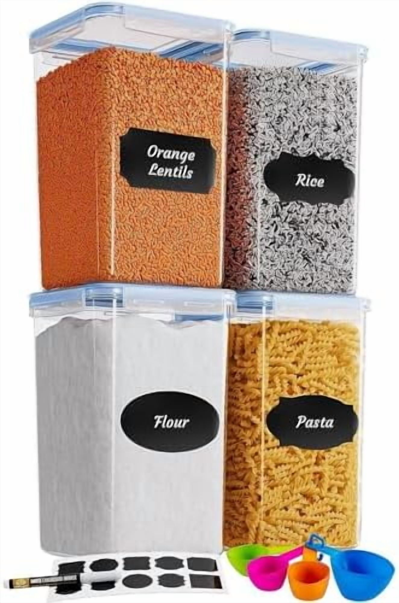 Extra Large Airtight Food Storage Containers with Blue Lid Color, Pack ...