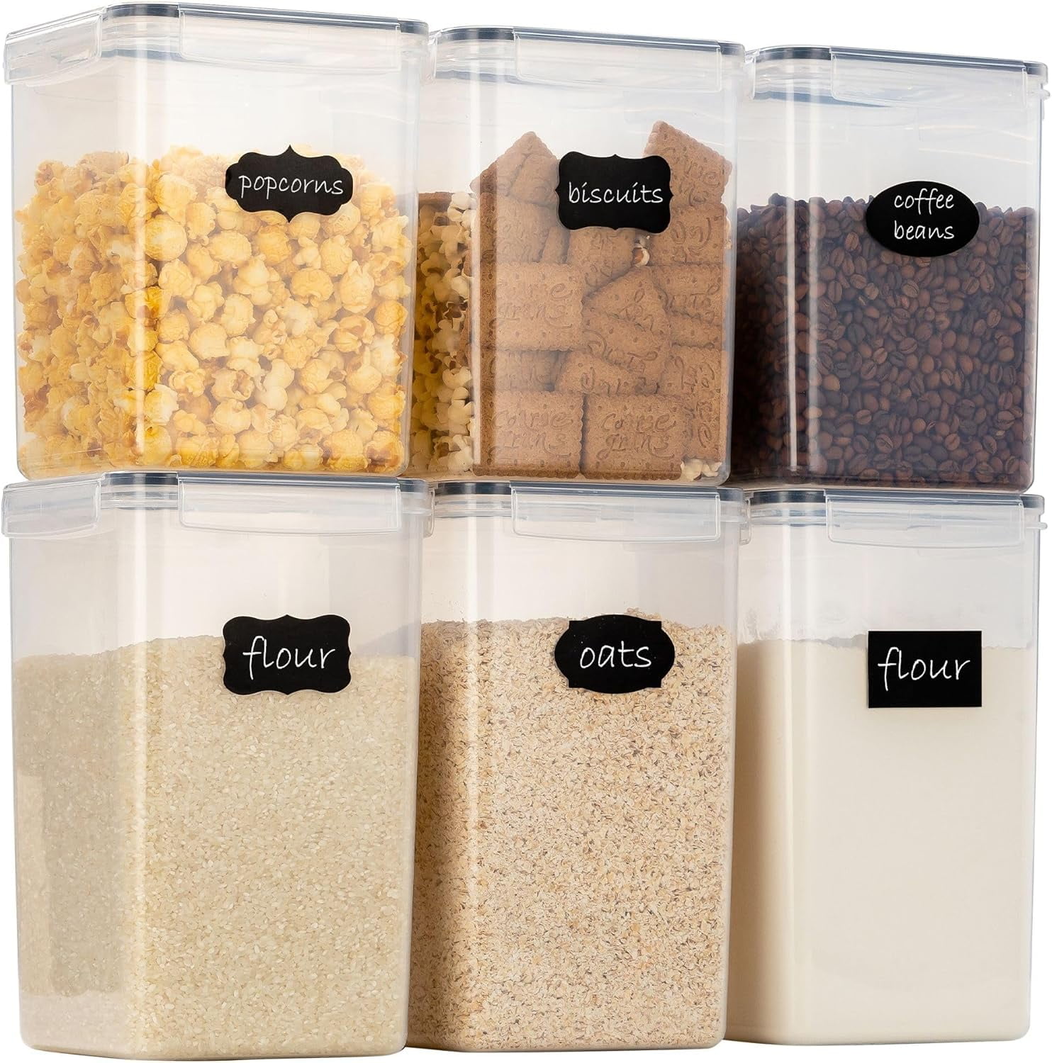 Extra Large Airtight Food Storage Containers –Pantry Canisters – Clear ...